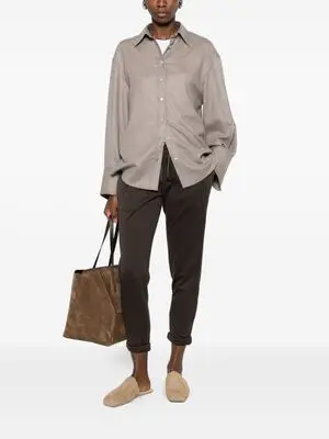 Brunello Cucinelli Cotton And Silk Trousers With Monili Trim - Multicolor