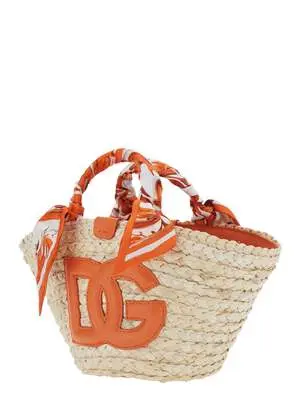 Dolce & Gabbana Coffa Maiolica Print Straw Tote Bag