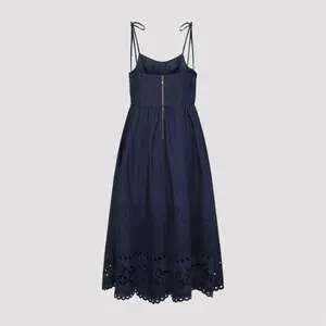 Zimmermann Mahon Broderie Denim Midi Dress - Blue