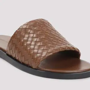 Bottega Veneta Elio Mule Sandals In Woven Lambskin