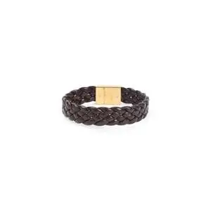 Bottega Veneta Dark Barolo Intrecciato Leather Bracelet