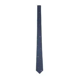 Paul Smith Silk Rabbit And Polka Dot Neck Tie - Blue