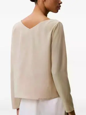 Calvin Klein V-neck Blouse With Silver-tone Button Detail