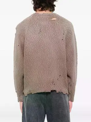 Mihara Yasuhiro Sun-faded Distressed Crew Neck Sweater