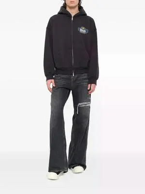 Rhude Racing Crest Zip-up Hoodie - Grey