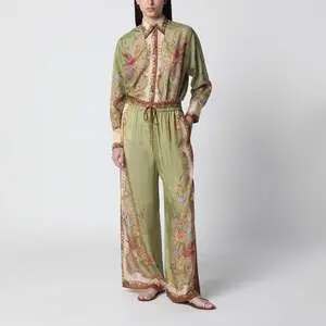 Zimmermann Indra Relaxed Floral Print Silk Trousers