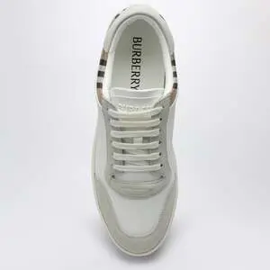Burberry Leather And Check Detail Sneakers - White
