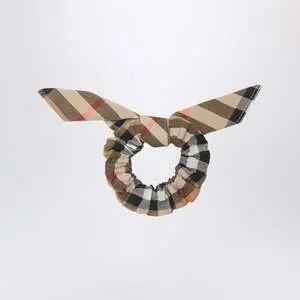 Burberry Check Pattern Cotton Scrunchies - Beige