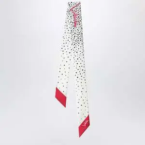 Valentino Garavani Little Stars Starry Bandeau Scarf In Silk, Vanilla Red - White