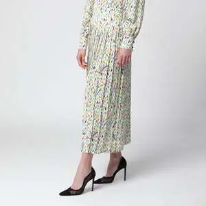 Valentino Garavani Pleated Silk Midi Skirt With All-over Logo Print