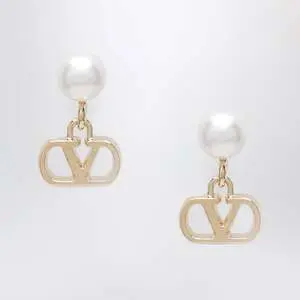 Valentino Garavani Gold-tone Vlogo Signature Resin Pearl Drop Earrings - Metal