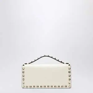 Valentino Garavani Rockstud Chain Wallet In Grained Calfskin, Light Ivory - Beige