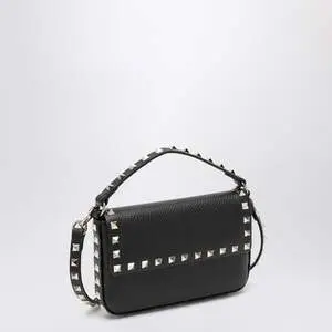 Valentino Garavani Rockstud Pouch In Grained Calfskin Leather - Black