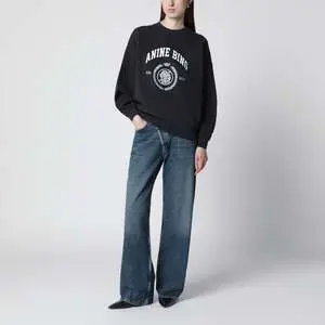 ANINE BING Miles Collegiate Cotton Sweatshirt - Black