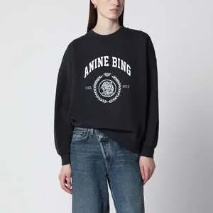 ANINE BING Miles Collegiate Cotton Sweatshirt - Black