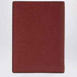 Valentino Garavani Dark Vlogo Card Holder In Grained Leather - Red