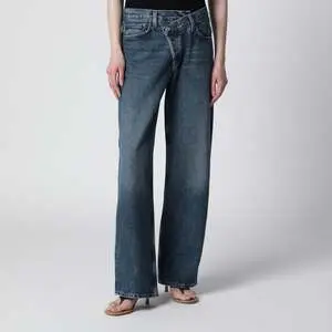 AGOLDE Arc Criss Cross Jeans In Dark Indigo Denim - Blue