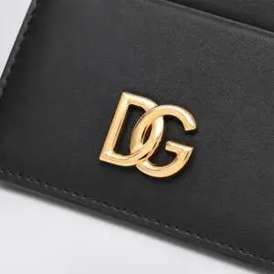 Dolce & Gabbana Leather Card Holder With Dg Logo - Black