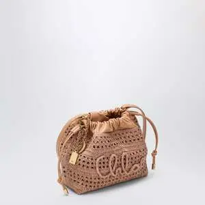 Chloé Mini Summer Banana Drawstring Raffia Bag