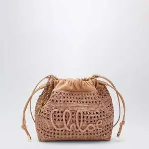 Chloé Chloé Mini Raffia Drawstring Bag Beige