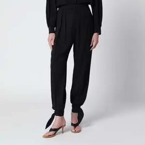 Chloé Pleated Fluid Crêpe De Chine Trousers - Black
