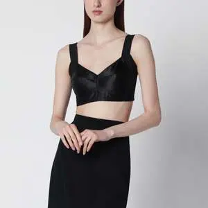 Dolce & Gabbana Satin Corset-style Crop Bustier - Black