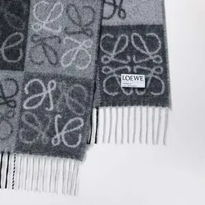 Loewe White Anagram Wool And Cashmere Scarf