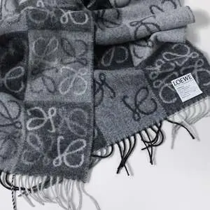 Loewe White Anagram Wool And Cashmere Scarf