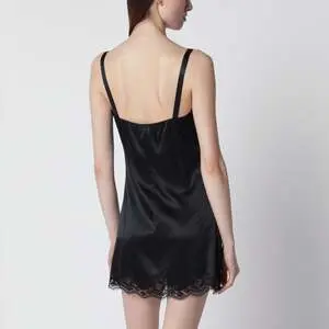 Dolce & Gabbana Silk Satin Slip Dress With Lace Trim