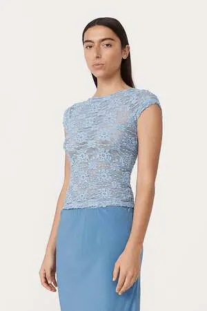 ROWIE Galo Sunflower Lace Tee - Periwinkle