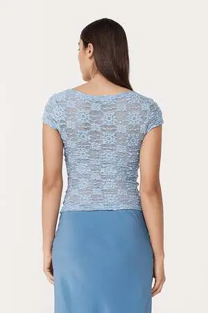ROWIE Galo Sunflower Lace Tee - Periwinkle