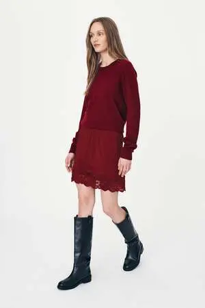 ROWIE Silk Mini Skirt - Wine Red
