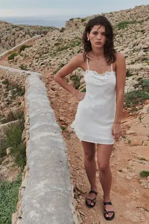 ROWIE Claudia Silk Slip Mini Dress - Creme