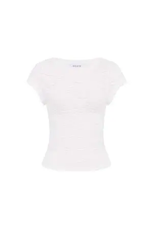 ROWIE Galo Lace Tee - Bone