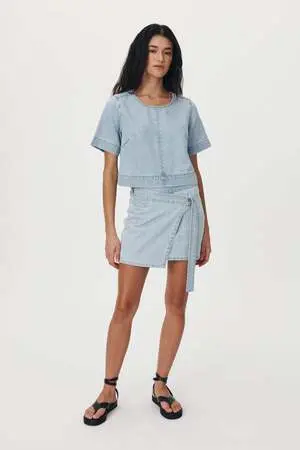 ROWIE Melissa Denim Mini Wrap Skirt