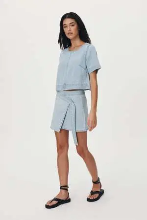 ROWIE Melissa Denim Mini Wrap Skirt