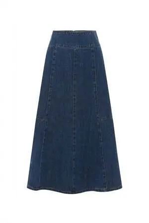 ROWIE Vashti Denim Midi Skirt - Classic Denim