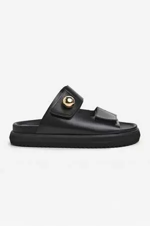 FLATTERED Red Leather Platform Slide