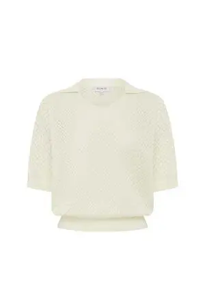 ROWIE Loretta Pointelle Knit Top - Bone