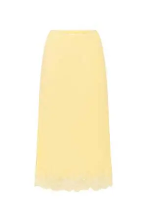 ROWIE Marina Silk Midi Skirt - Lemon
