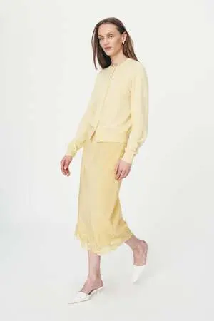 ROWIE Marina Silk Midi Skirt With Lace Hem