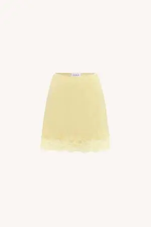 ROWIE Marina Silk Mini Skirt - Lemon