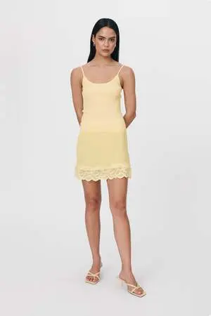 ROWIE Marina Silk Lace Mini Skirt - Lemon