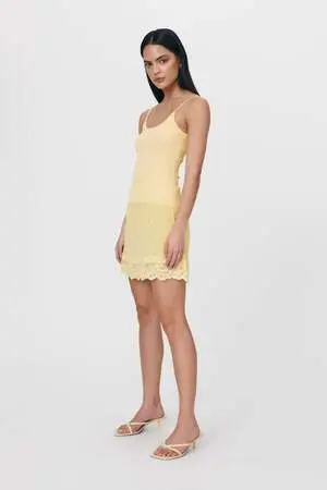 ROWIE Marina Silk Lace Mini Skirt - Lemon