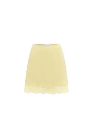 ROWIE Marina Silk Lace Mini Skirt - Lemon