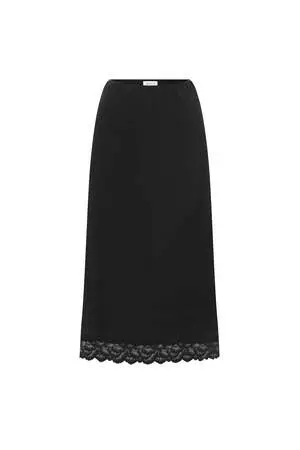 ROWIE Marina Silk Midi Skirt - Noir