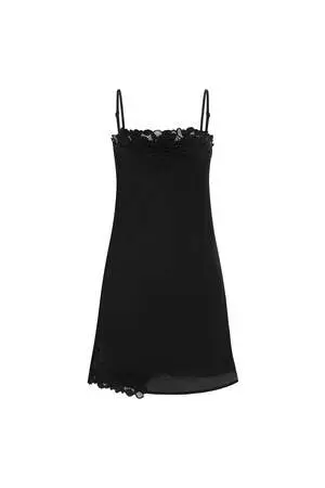 ROWIE Claudia Silk Slip Mini Dress - Noir
