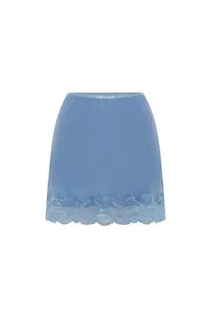 ROWIE Marina Silk Mini Skirt - Cornflower