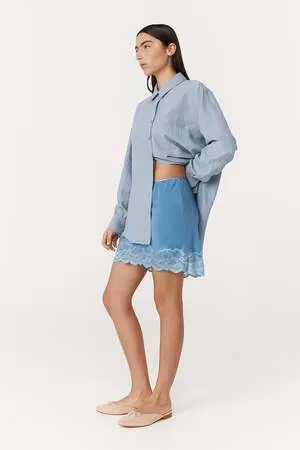 ROWIE Silk Mini Skirt With Lace Hem