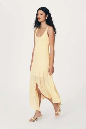 ROWIE Lorna Lace Midi Dress - Lemon